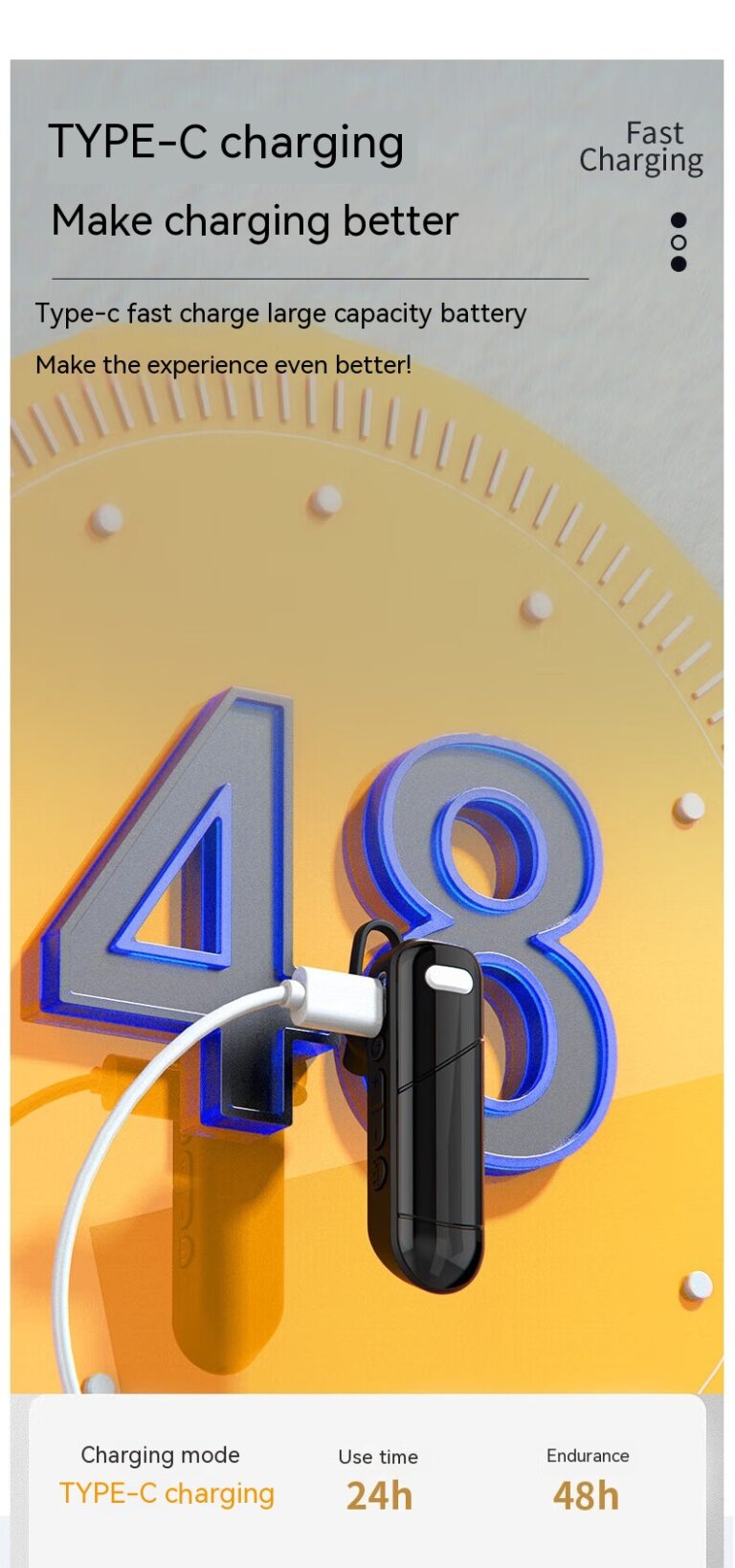 Clarigo KYX668 Mini Ear-mounted Walkie-Talkie Type-C Charging Port Long ...